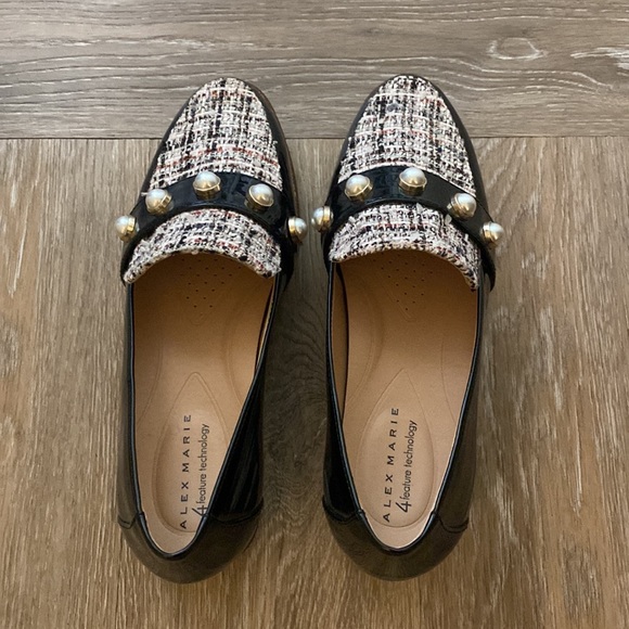 Alex Marie | Shoes | Alex Marie Tweed Patent Pearl Loafers Wide | Poshmark